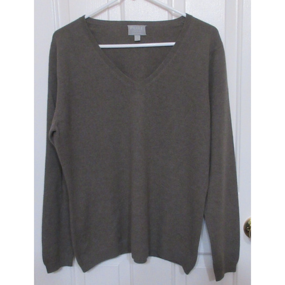 Pure Collection | Sweaters | Pure Collection 0 Cashmere Greenish Gray V ...
